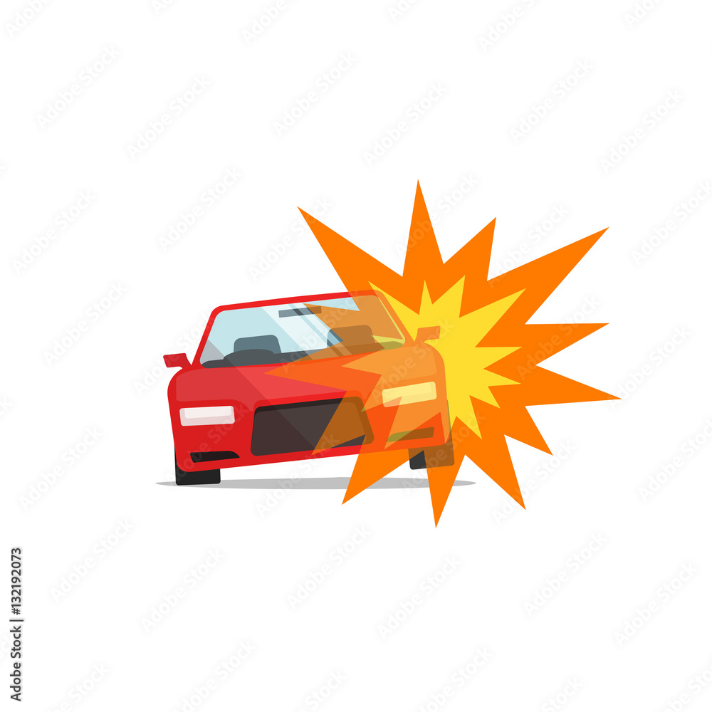 Car explosion vector illustration isolated, concept of automobile ...