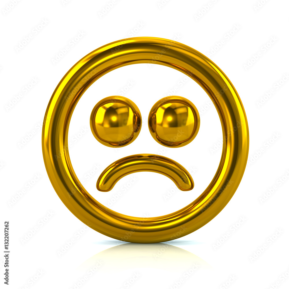 Golden sad face icon Stock Illustration | Adobe Stock
