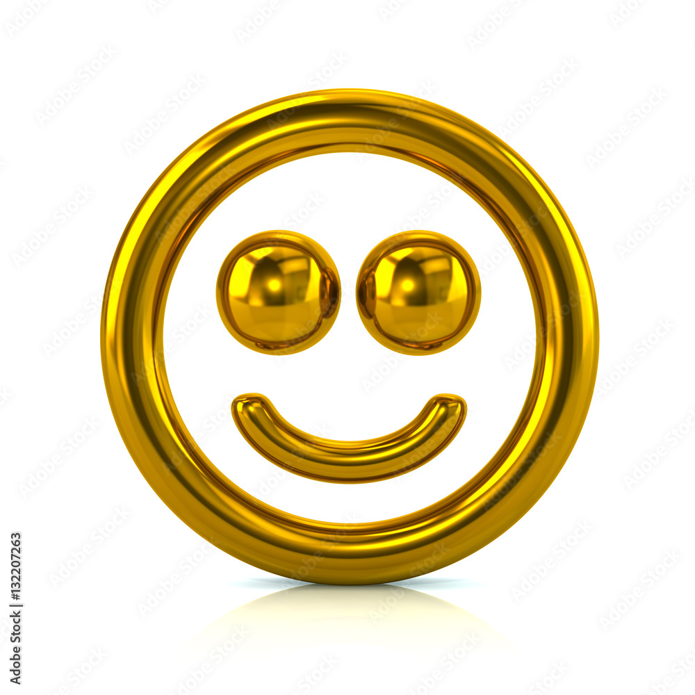 Golden smile face icon Stock Illustration | Adobe Stock