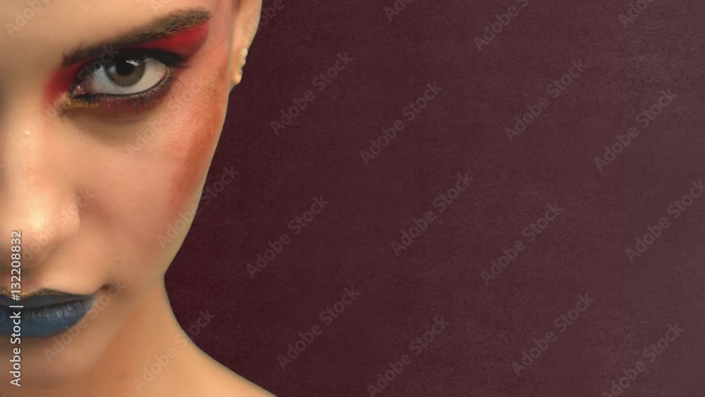 Beautiful brunette face close up portrait Stock Video | Adobe Stock