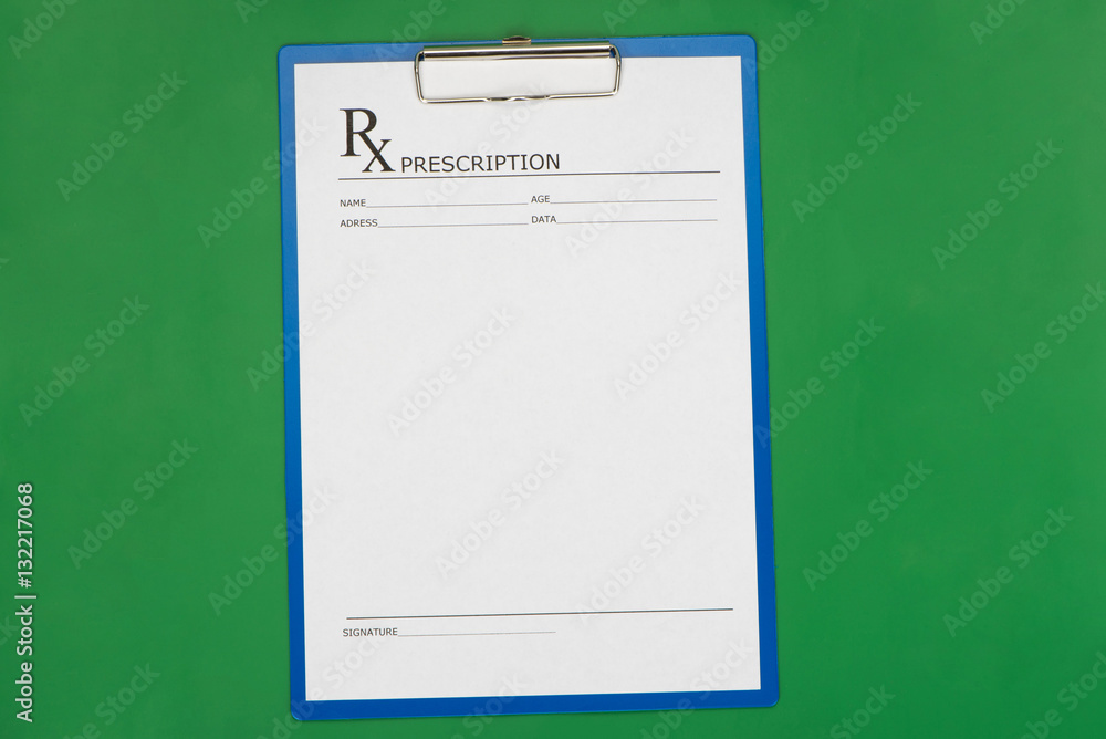Blank prescription form on desktop background Stock Photo | Adobe Stock