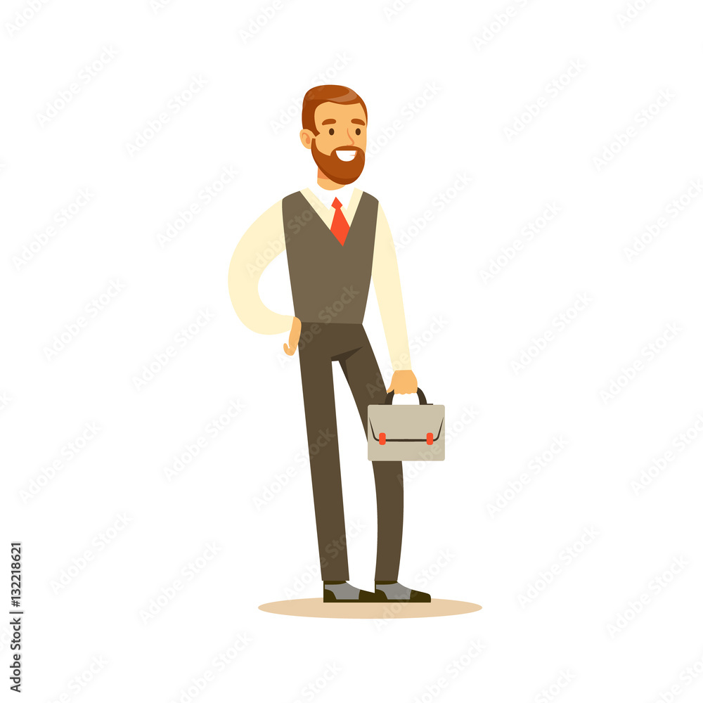 Beardy Businessman With Suitcase, Business Office Employee In Official ...