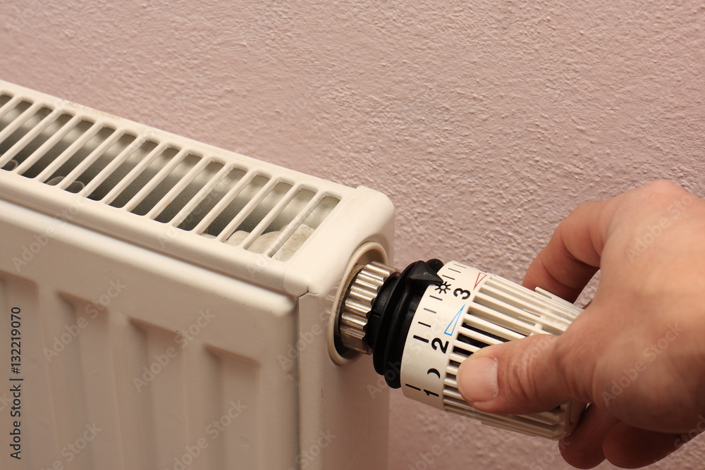 Manual adjustment Radiator with thermostatic valve - photo Stock-Foto ...