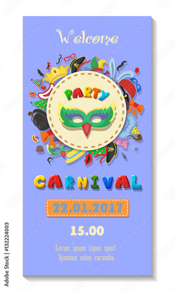 Carnival party poster design. Flyer or invitation template. Funfair ...