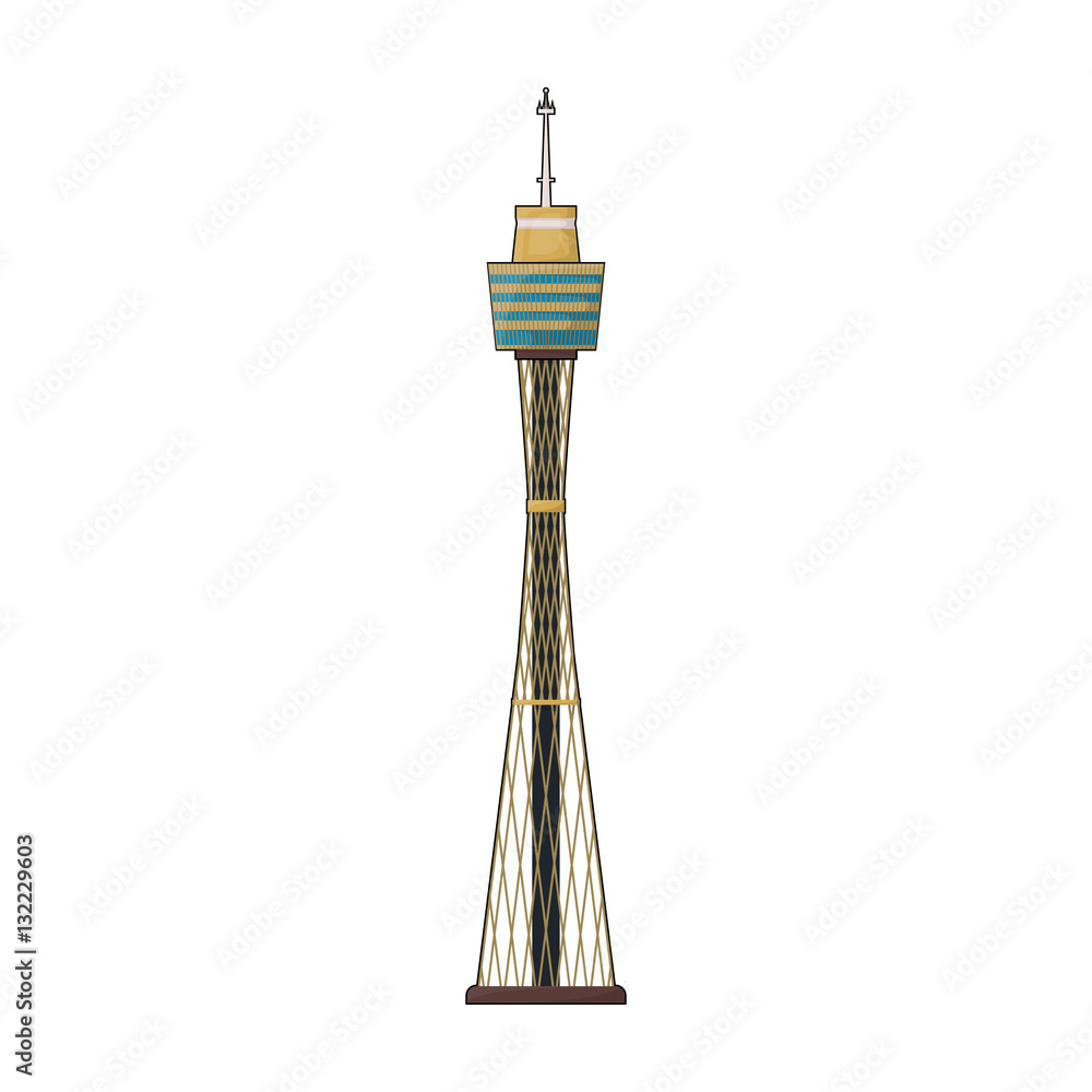 Sydney Tower icon in cartoon style isolated on white background ...