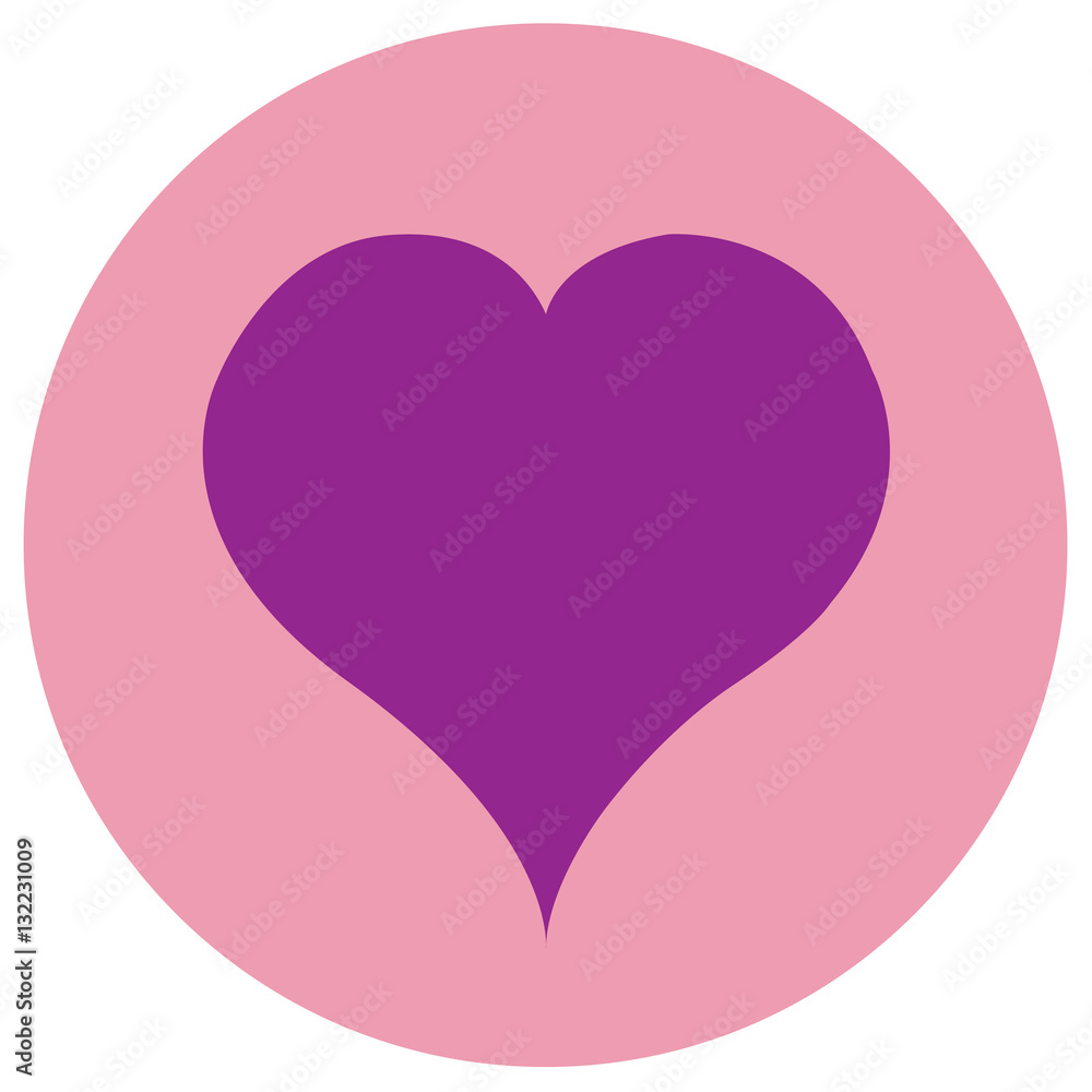 Purple heart on cream background. Flat illustration Stock Vector ...