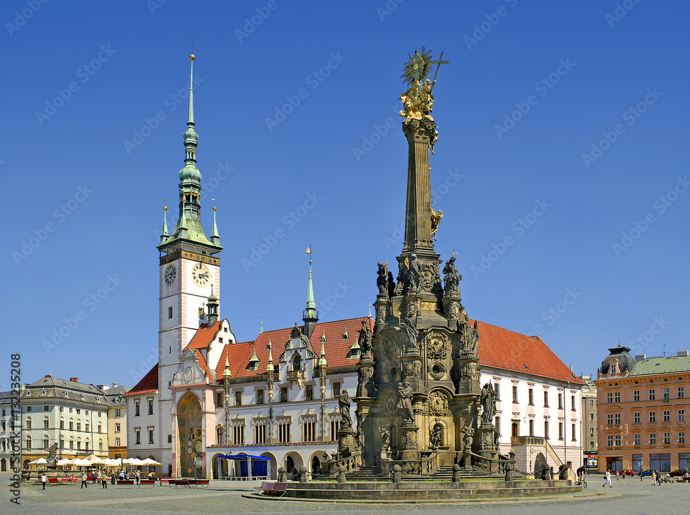Poster Olomouc - Town hall and Holy trinity - Plague Pillar in Olomouc ...