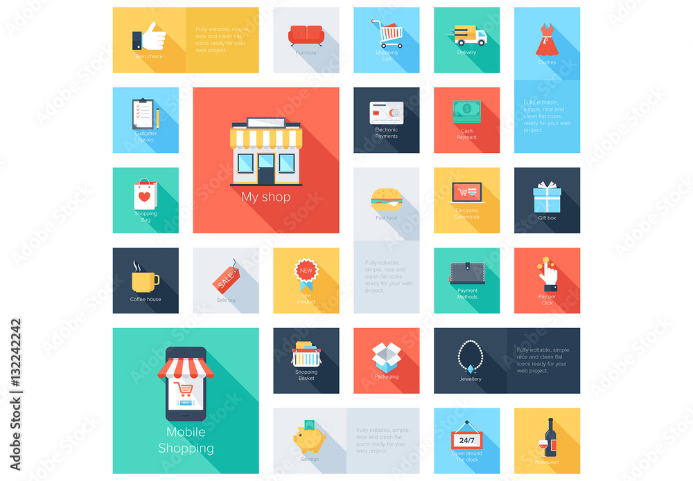 Online Shopping Grid Illustration Stock Template | Adobe Stock