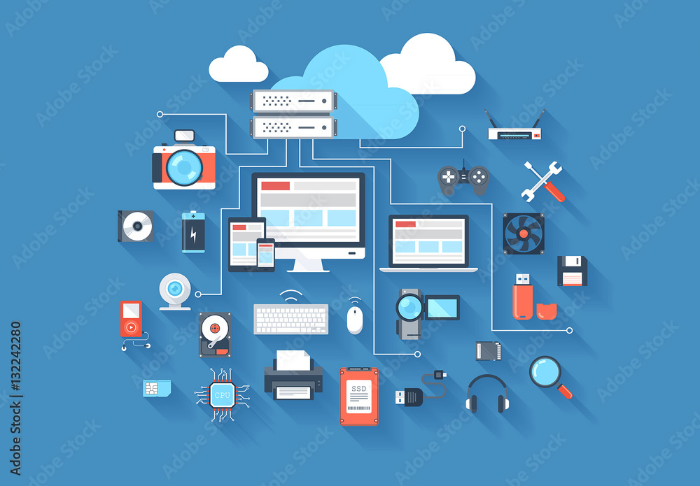 Three-Color Tech Illustration 3 Stock Template | Adobe Stock