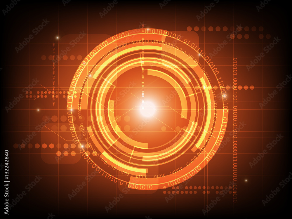 orange circle Abstract Circle digital technology background, futuristic ...