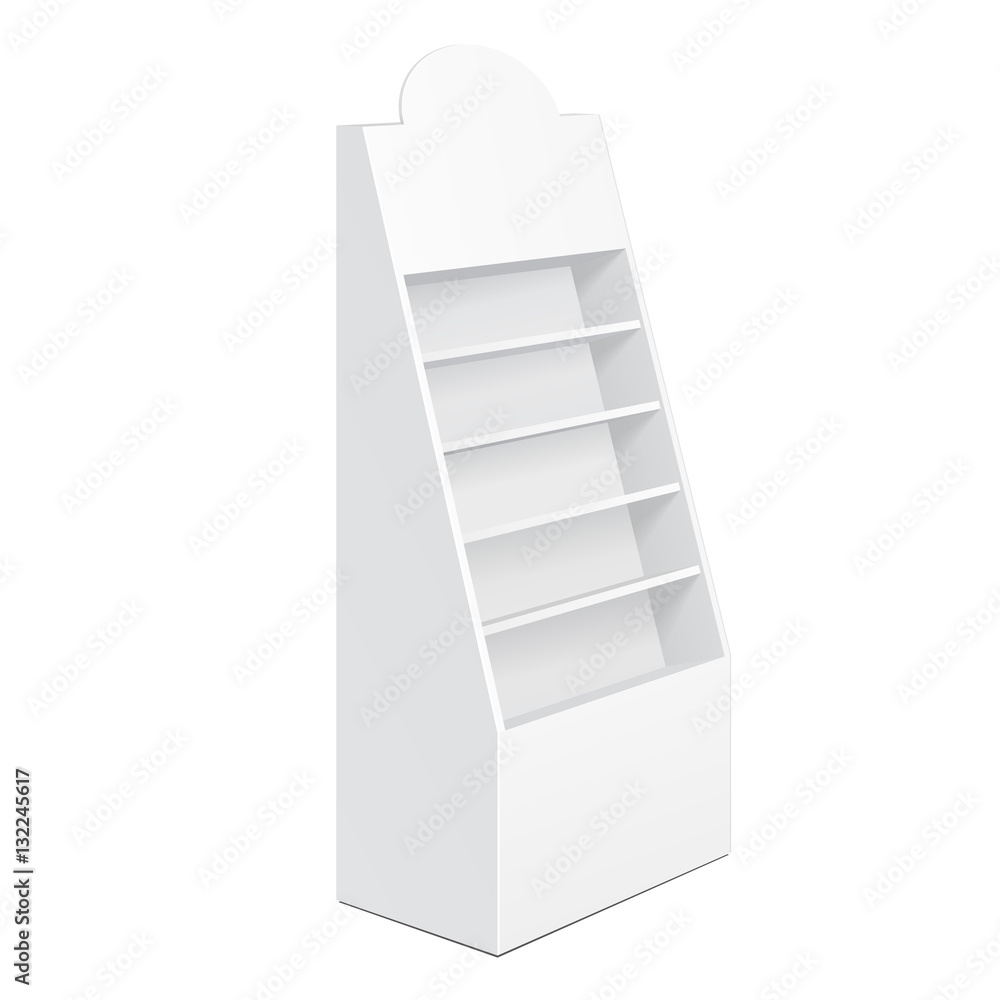 White Cardboard Floor Display Rack For Supermarket Blank Empty Displays ...