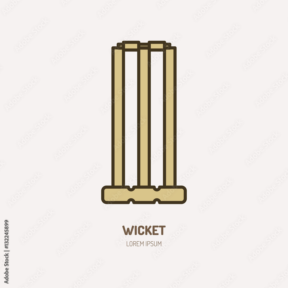 Cricket vector line icon. Wicket and bails logo, equipment sign. Sport ...