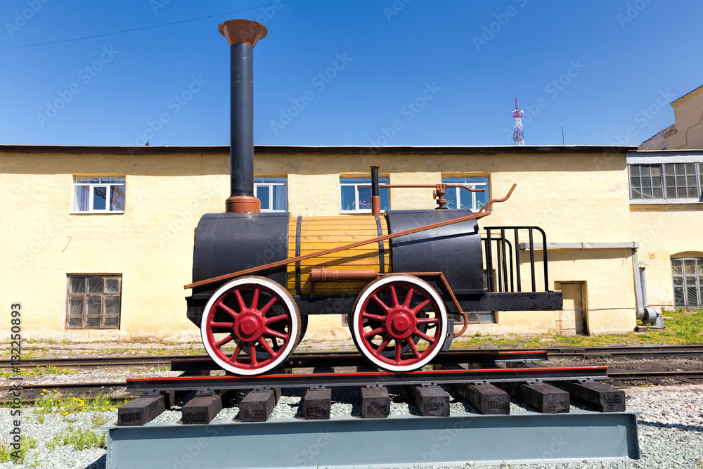 Monument to the first steam locomotive in Russia Stock Photo | Adobe Stock