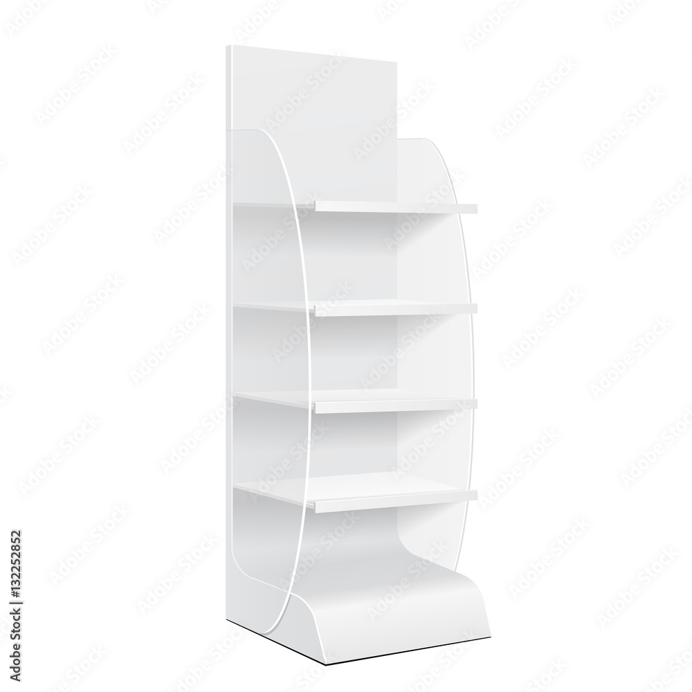 White Cardboard Floor Display Rack For Supermarket Blank Empty Displays ...