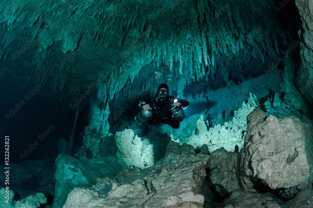 Cave Diving Mexico Cenotes de Yucatan Stock Photo | Adobe Stock
