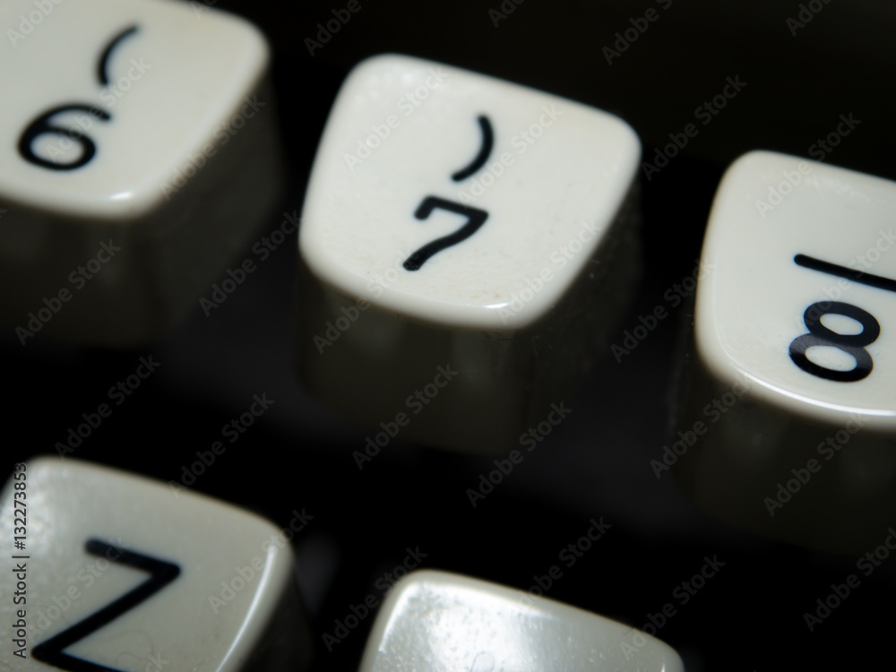 Number seven key on vintage typewriter Stock Photo | Adobe Stock