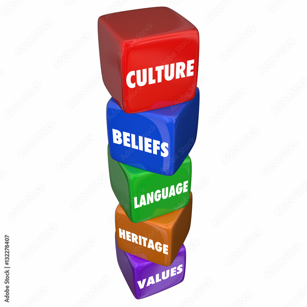 Culture Language Beliefs Heritage Values Cubes 3d Illustration Stock ...