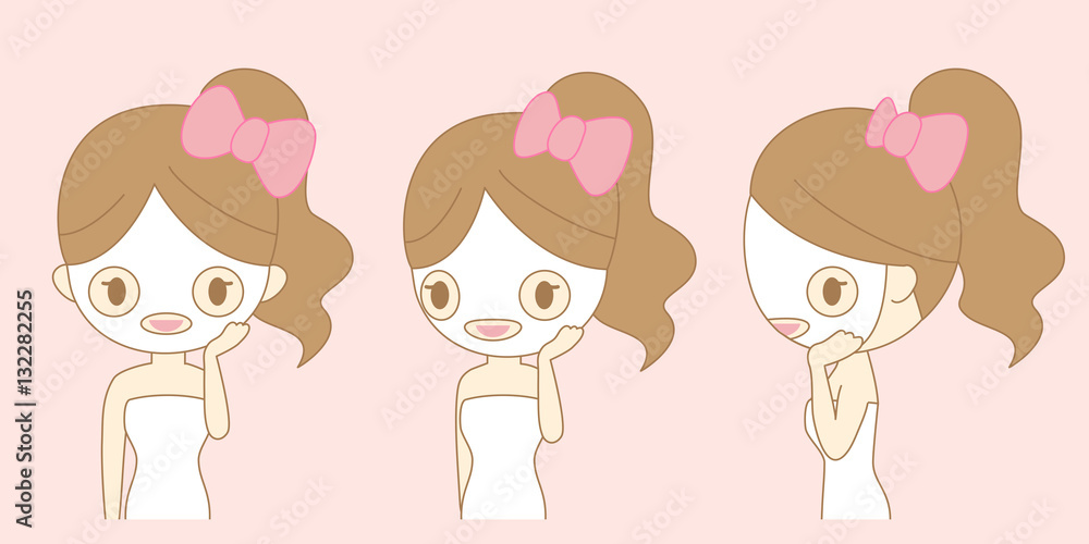 cartoon skin care girl Stock Vector | Adobe Stock