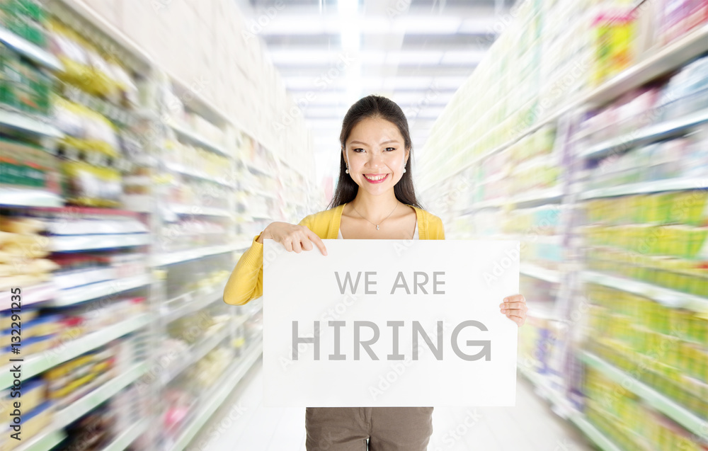 We are hiring sign board in department store Stock Photo | Adobe Stock
