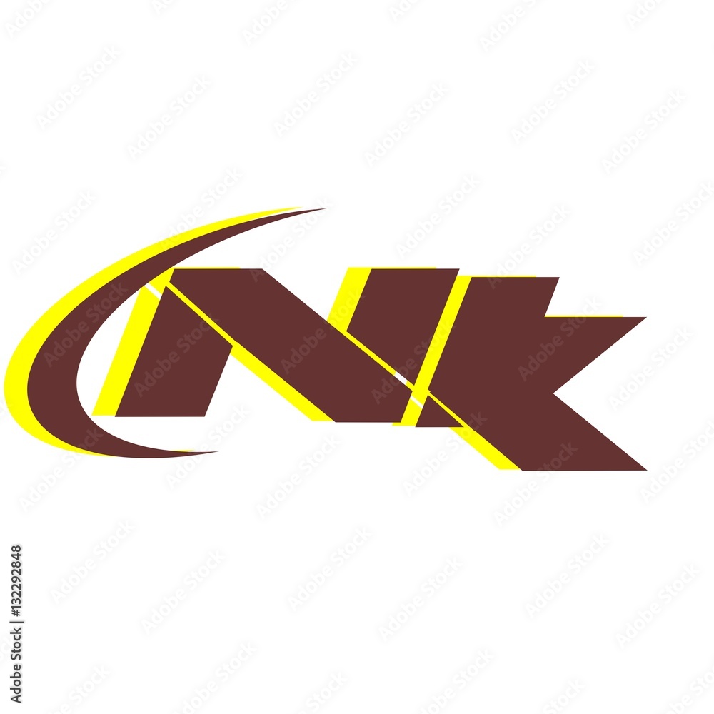 Vector letter N,k logo icon dark brown and yellow color design template ...
