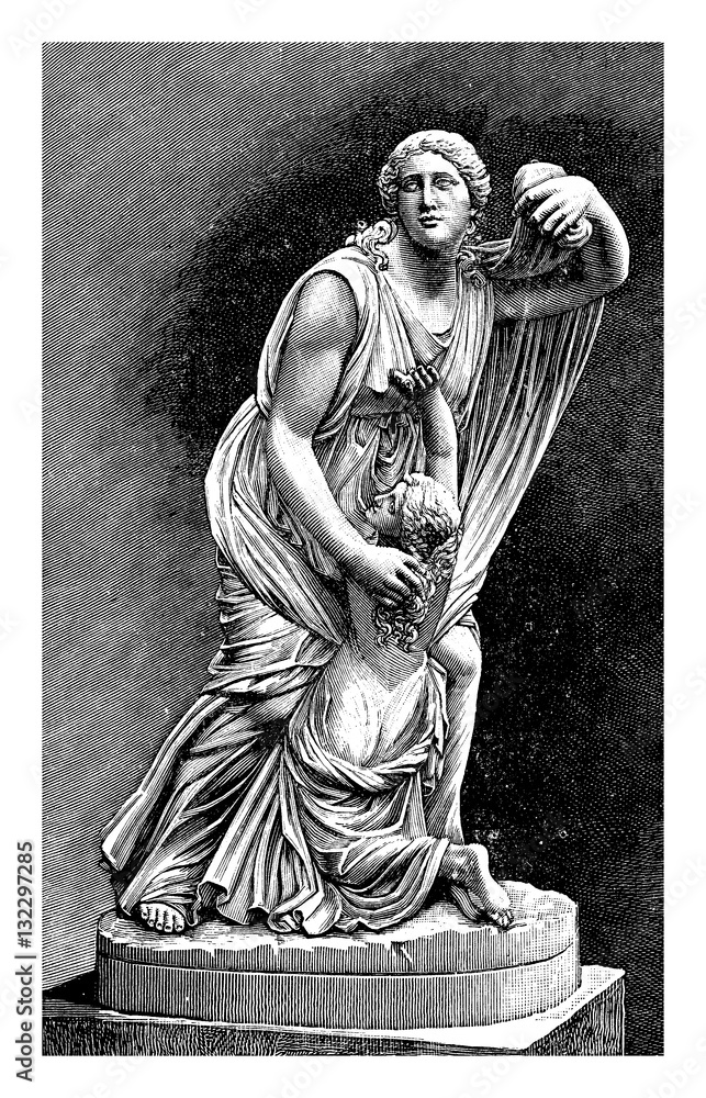 Ancient Roman marble statue of Niobe sheltering her daughter, excavated ...