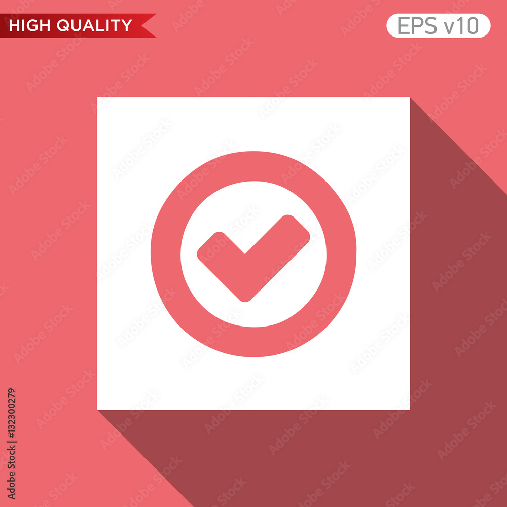 Colored icon or button of check symbol with shadow Stock Vector | Adobe ...