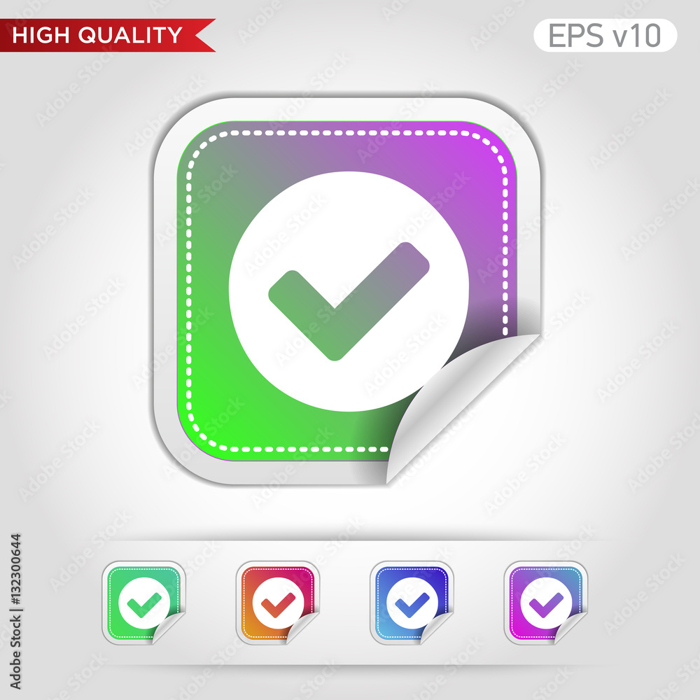 Colored icon or button of check symbol with background Stock ...