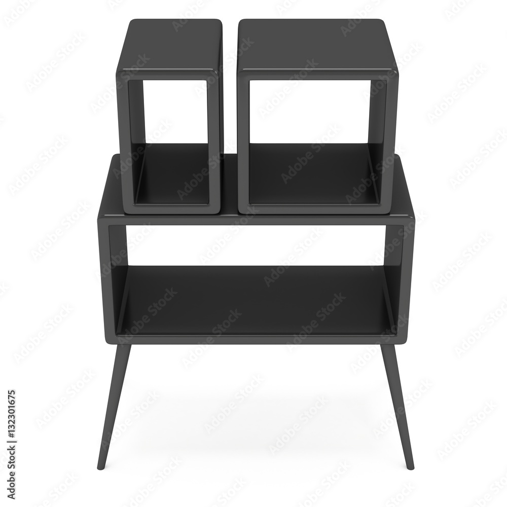 Product display black boxes. 3D render isolated on white. Platform or ...