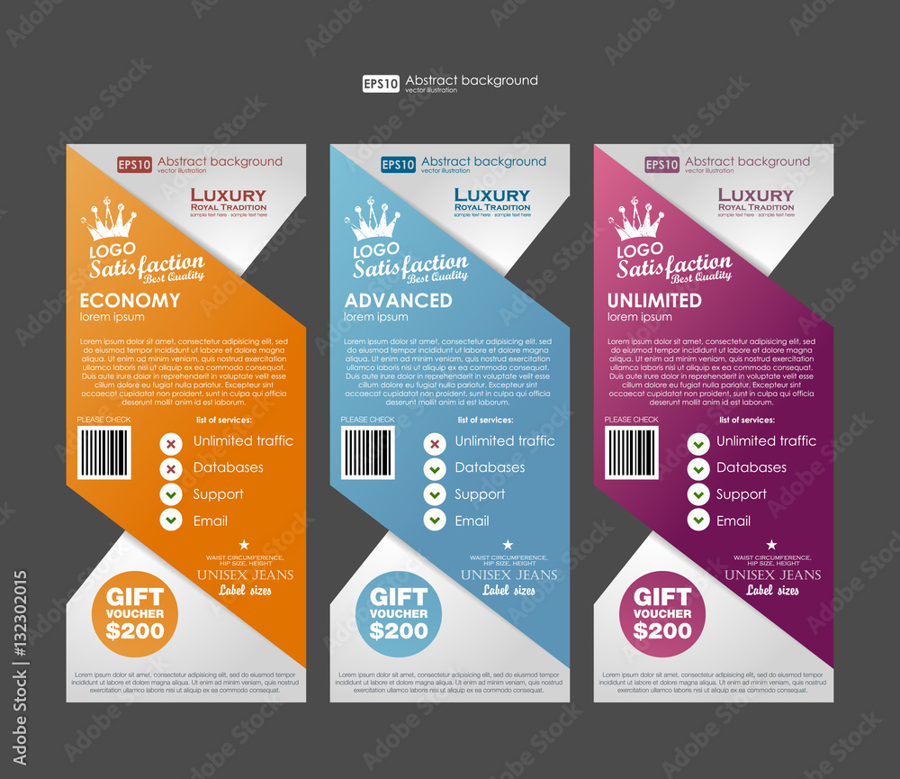 Vetor de Three tariffs banners for web app. Price , banner, order, box ...