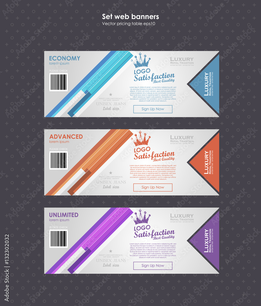 Set horizontal tariffs banners. interface for the site. ui ux vector ...