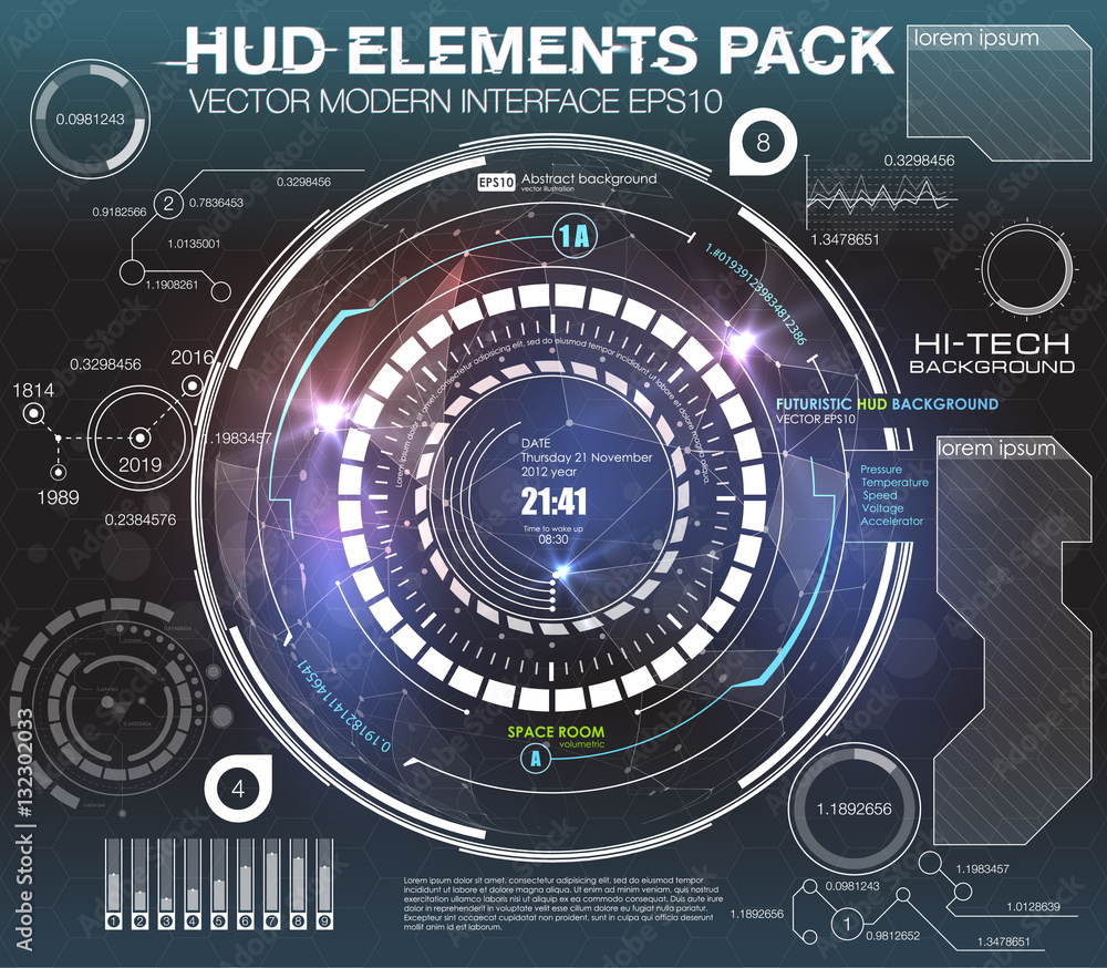 HUD background outer space. infographic elements. futuristic user interface. Vector science ...