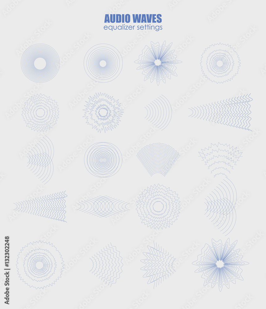 set audio equalizer technology, pulse musical. Audio equalizer sound wave display horizontal ...