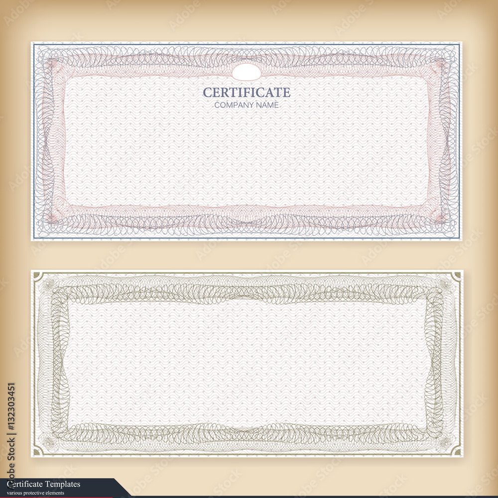 Vintage certificate template with watermark. Ornate gift certificate ...