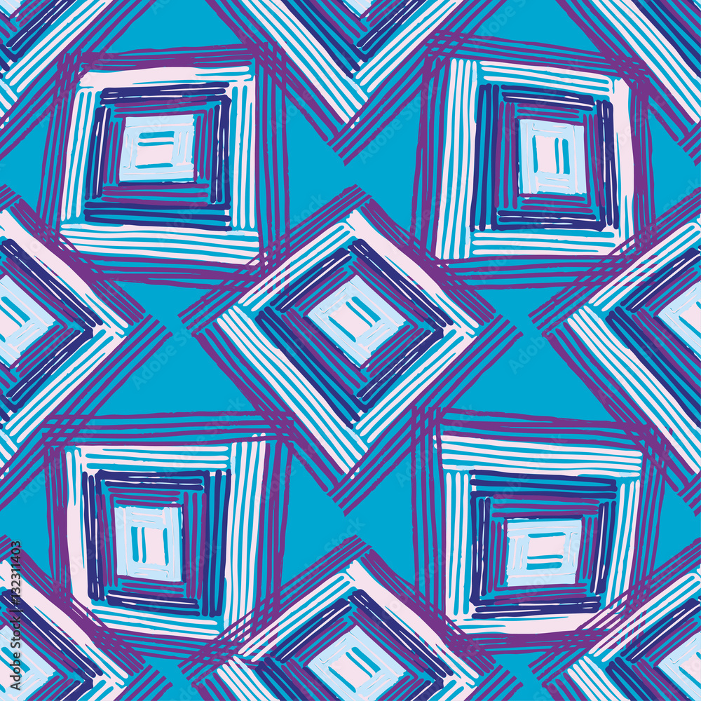 Rectangle mandala hand drawn seamless vector pattern. Geometric romb ...