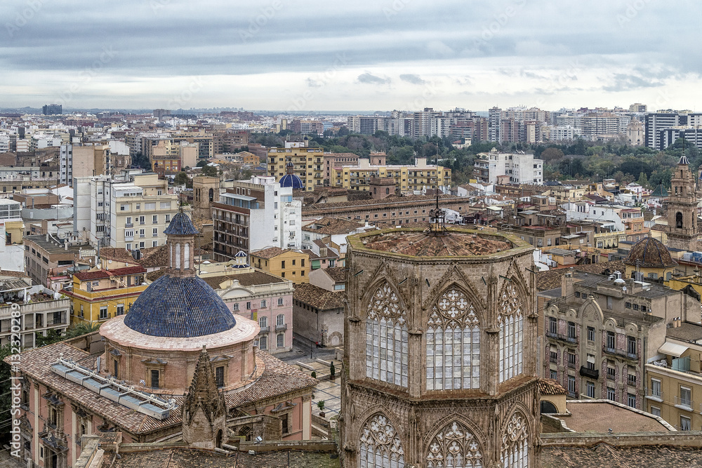 Beautiful aerial view of the center of Valencia, Spain Stock Photo ...