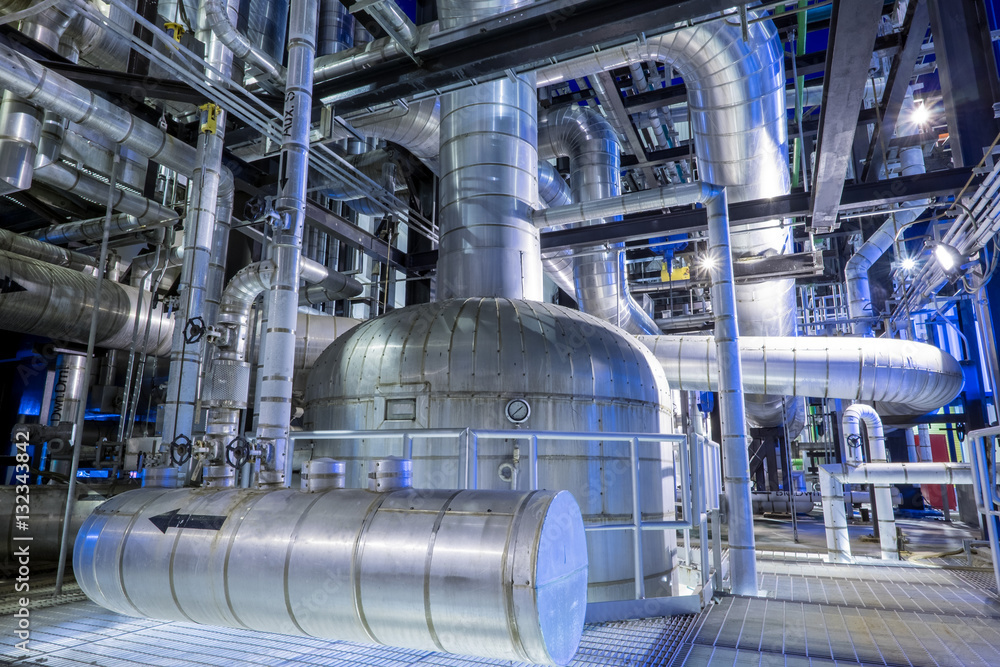 Foto de Piping with insulation of boiler in power plant do Stock ...