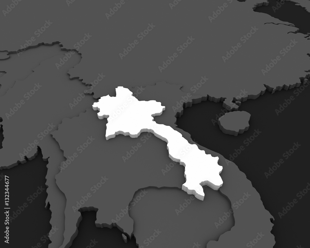 laos map 3D rendering Stock Photo | Adobe Stock