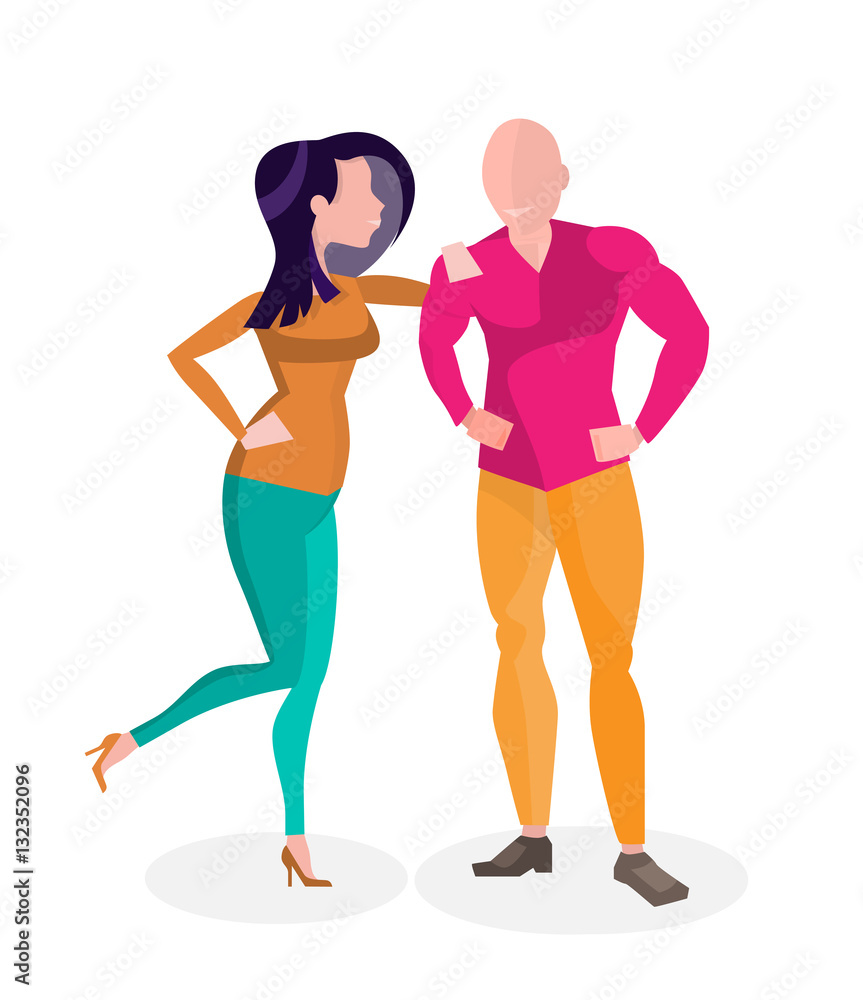 Two Friends Standing. Vector Isolated Illustration on White Background ...