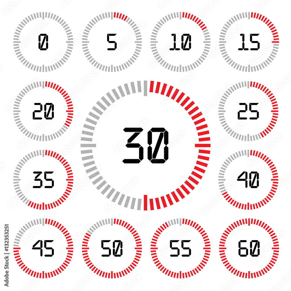 Countdown timer with five minutes interval in modern style. Stock ...