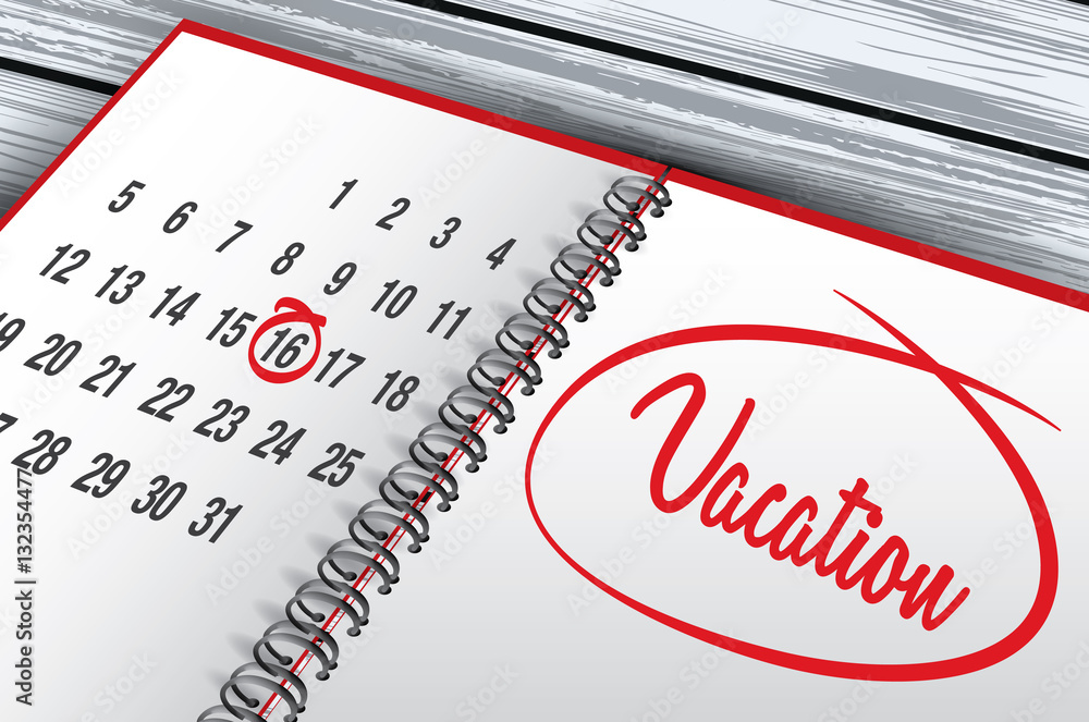 Vacation mark on calendar, vector illustration Stock Vector | Adobe Stock