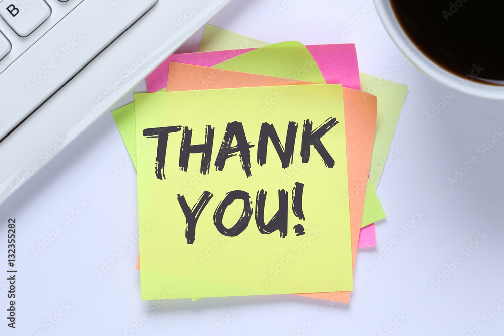Thank you on notepaper office business desk Stock Photo | Adobe Stock
