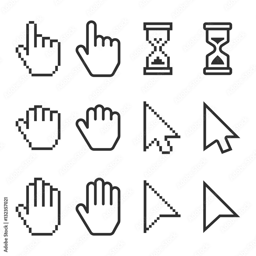 Pixelated and smooth cursors. Stock Vector | Adobe Stock