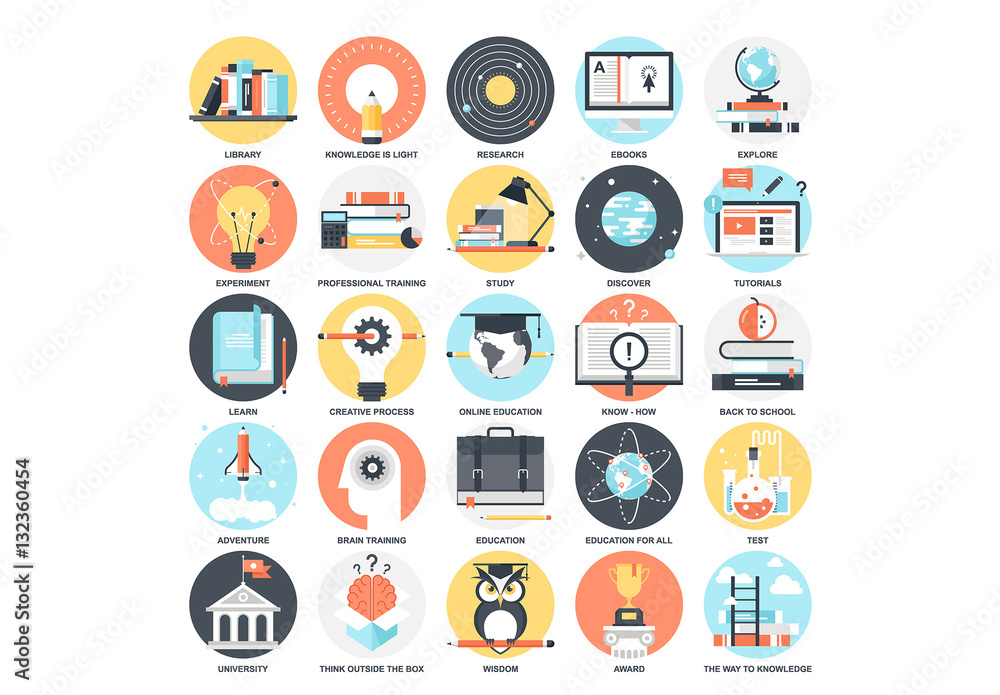 25 Detailed Circular Education and Learning Icons Stock Template ...