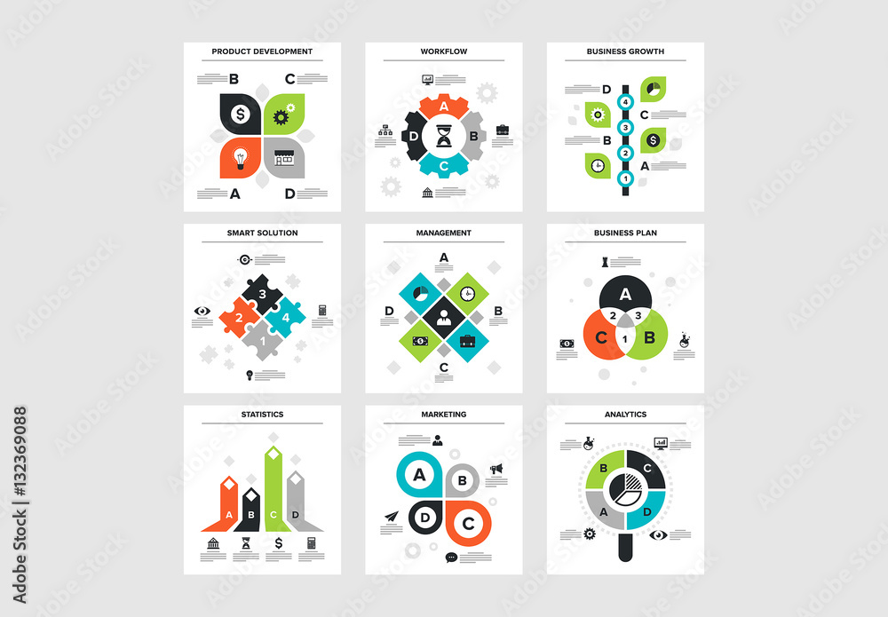 9 Square Infographic Icons 1 Stock Template | Adobe Stock