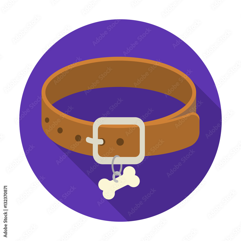 Dog collar icon in flat style isolated on white background. Veterinary ...