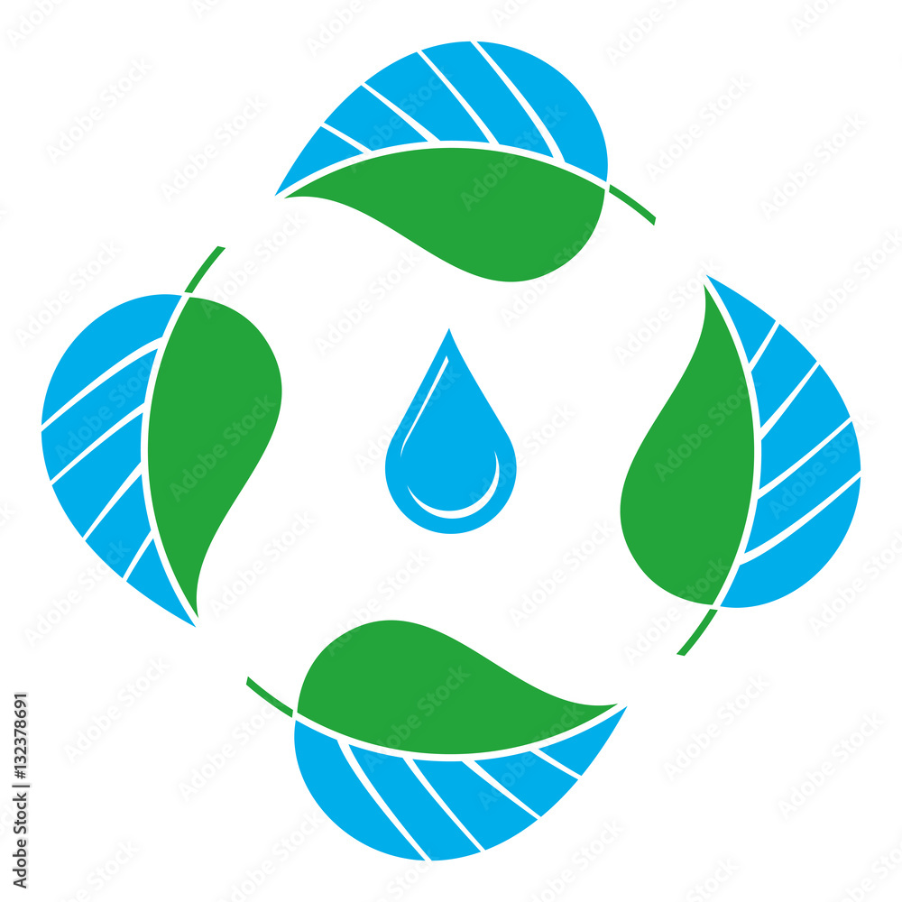 Ecological symbol of purity, planet, health, water and plants Stock ...