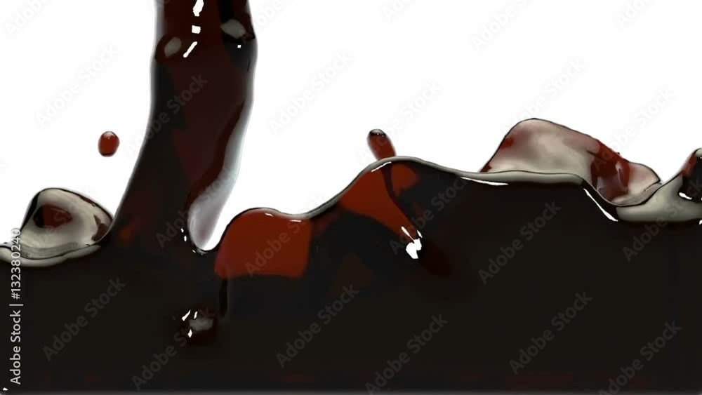 red transparent liquid filling up frame, alpha matte included. 3d ...