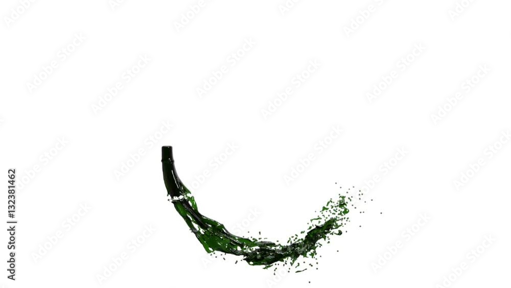 ring of transparent green paint flowing and rotating. Isolated on white ...