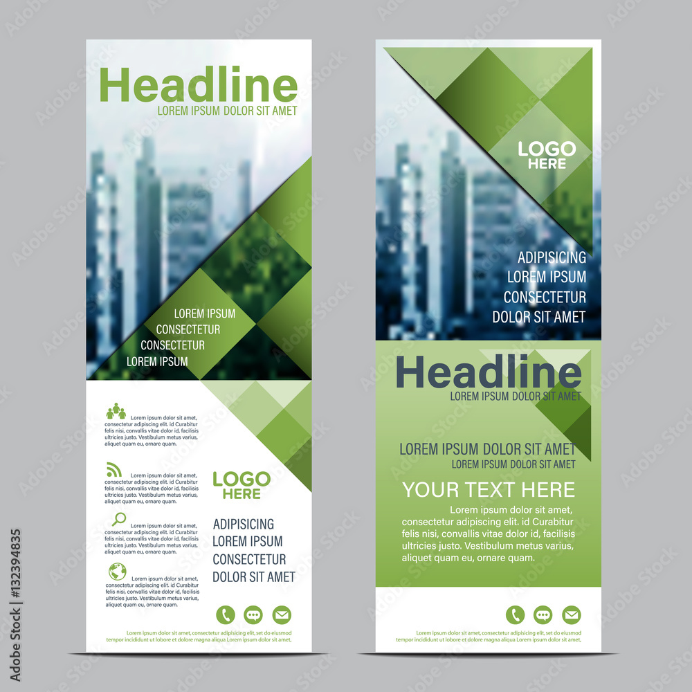 Greenery Roll up layout template mock up. flag flyer banner backdrop ...