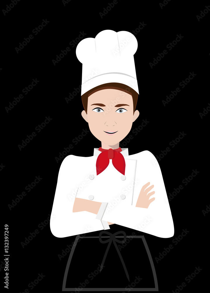 Male chef with folded hands.vector illustrator Stock Vector | Adobe Stock